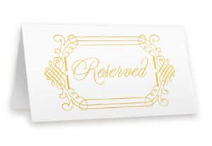 k11 photo design reserved signs for wedding, 20-pack, reserved table cards, gold foil, seating signs, for party, tent place cards for table, with space to write, vip, double sided reserved 7