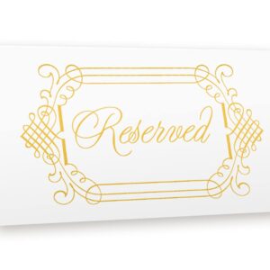 K11 Photo Design Reserved Signs for Wedding, 20-Pack, Reserved Table Cards, Gold Foil, Seating Signs, for Party, Tent Place Cards for Table, with Space to Write, VIP, Double Sided Reserved 7