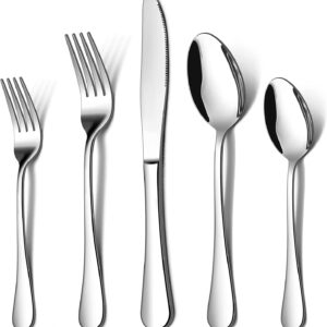 LIANYU 10 Piece Silverware Flatware Set for 2, Stainless Steel Cutlery Eating Utensils, Mirror Finished, Dishwasher Safe