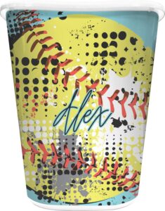 youcustomizeit personalized softball waste basket - single sided (white)