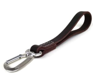 mighty paw short dog leash - training traffic lead with carabiner clip - dog leash training lead - short slip lead dog leash - short lead dog training - dog carabiner clip - brown - 12 inches