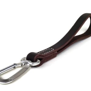 Mighty Paw Short Dog Leash - Training Traffic Lead with Carabiner Clip - Dog Leash Training Lead - Short Slip Lead Dog Leash - Short Lead Dog Training - Dog Carabiner Clip - Brown - 12 Inches