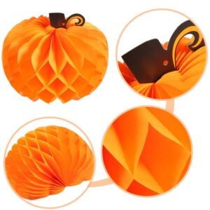 JOVITEC 10 Pack 10.2 Inch Paper Pumpkin Honeycomb Centerpieces 3D Tissue Pumpkins Paper Hanging Decoration Halloween Thanksgiving Day Party Birthday Wedding Home Party Supplies