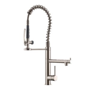 commercial kitchen faucet with pull down sprayer,aimadi modern single handle high arch pre-rinse spring kitchen sink faucet,brushed nickel