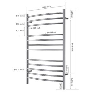 HEATGENE Towel Warmer Wall Mount Electric Plug-in/Hardwired Heated Towel Rack Brushed