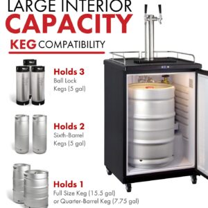 Kegco Keg Dispenser, Two Faucet, Stainless Steel