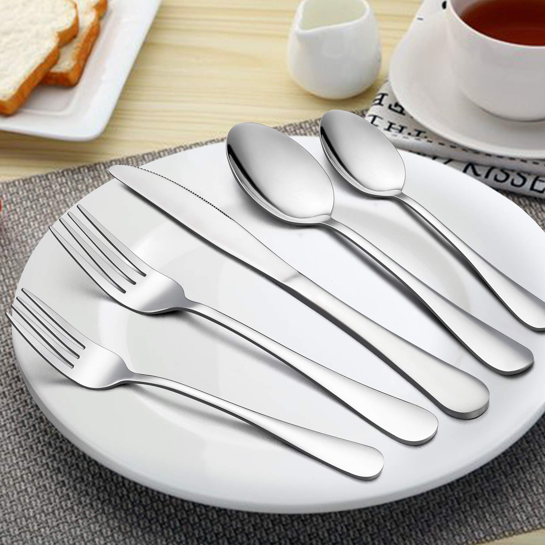 LIANYU 10 Piece Silverware Flatware Set for 2, Stainless Steel Cutlery Eating Utensils, Mirror Finished, Dishwasher Safe