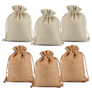 Lucky Monet 25/50/100PCS Burlap Gift Bags Wedding Hessian Jute Bags Linen Jewelry Pouches with Drawstring for Birthday, Party, Wedding Favors, Present, Art and DIY Craft (25Pcs, Coffee, 5” x 7”)