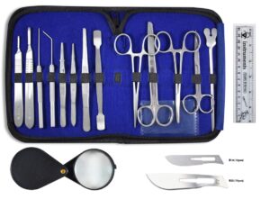 dr instruments-dr78662 36 pcs comprehensive dissection kit – made with surgical stainless steel. ideal for biology, anatomy, botany, and veterinary students and faculty with deluxe case