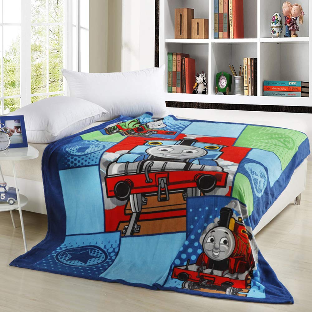 HOLY HOME Children’s Flannel Fleece Blanket Throw CartoonTrain 60"x80"