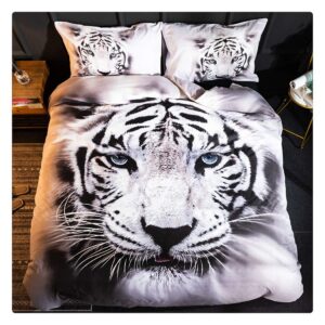 homebed white tiger bedding set queen size 3d animal print for kids boys teens duvet cover set 3 pieces