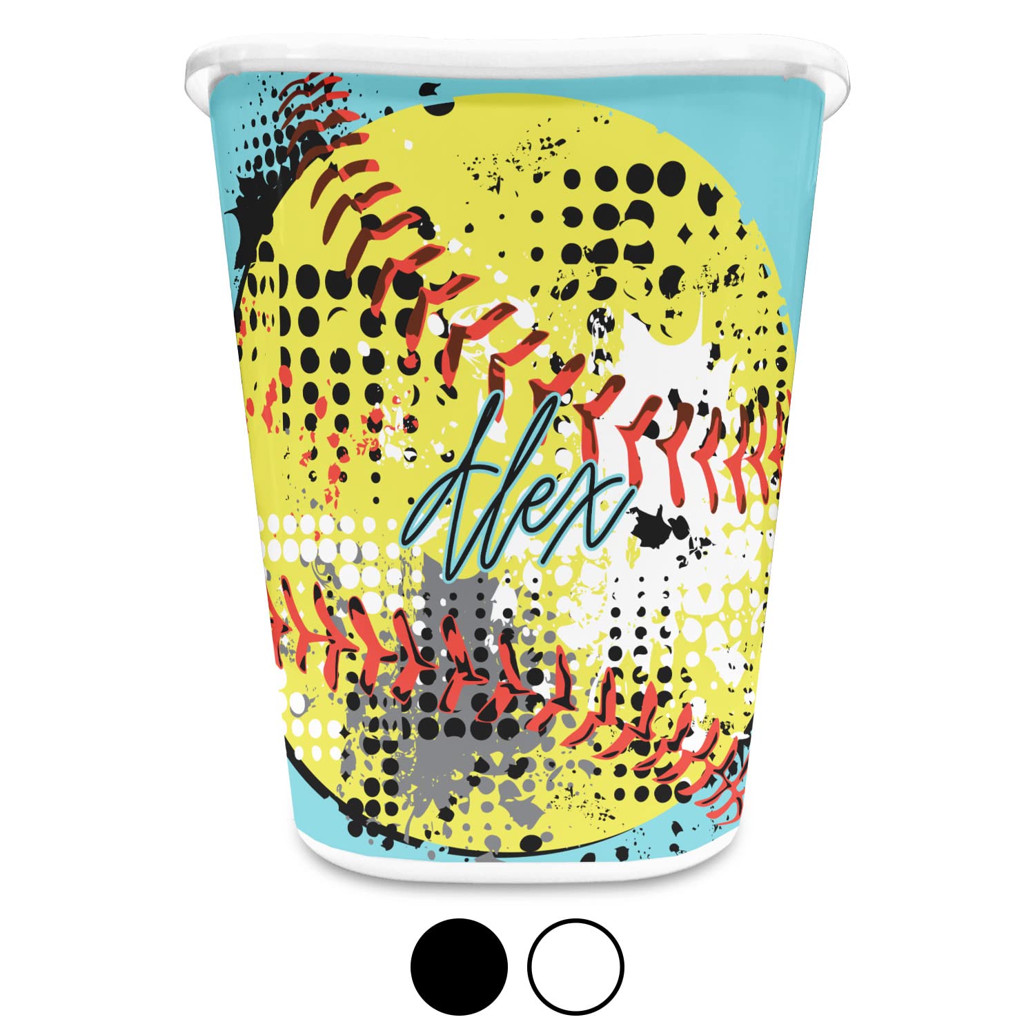 YouCustomizeIt Personalized Softball Waste Basket - Single Sided (White)