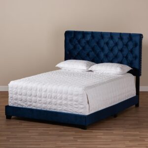 Baxton Studio Candace Bed, Queen, Navy Blue (149-8948-HiT)