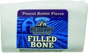 redbarn filled dog bones | natural long-lasting dental treats; suitable for aggressive chewers | small (3") - 30 bones (peanut butter)