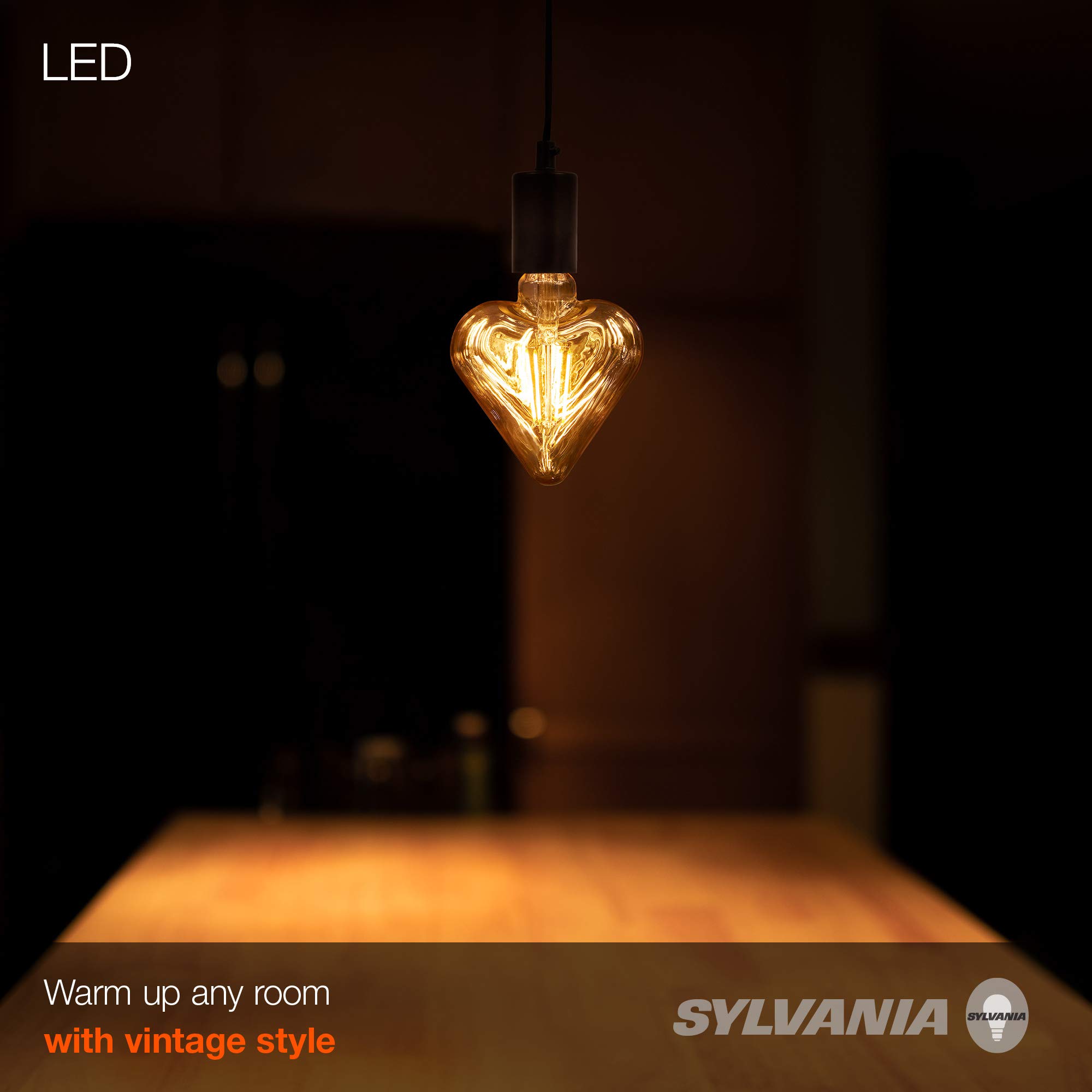 SYLVANIA LED Vintage Heart Shaped Light Bulb, 2175K Amber Glow, 1 pack