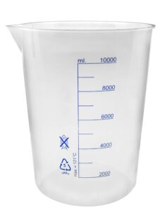 eisco beaker, 10000ml, polypropylene, with spout - blue graduations