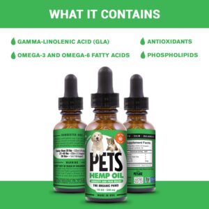 Organic Hemp Oil for Pets - Herbal Drops - Separation Anxiety and Pain Relief - Stress Support - Calming Effect - Supports Hip & Joint Health - Reduce Pain and Inflammation - 100% Natural