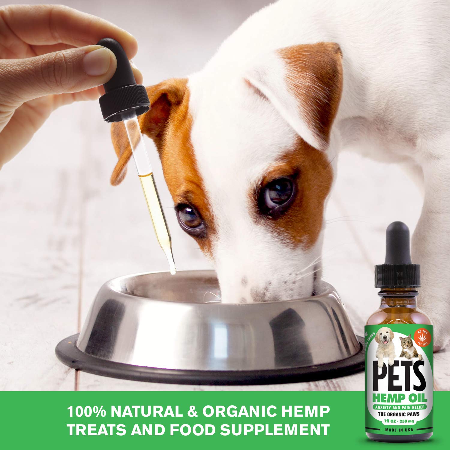 Organic Hemp Oil for Pets - Herbal Drops - Separation Anxiety and Pain Relief - Stress Support - Calming Effect - Supports Hip & Joint Health - Reduce Pain and Inflammation - 100% Natural