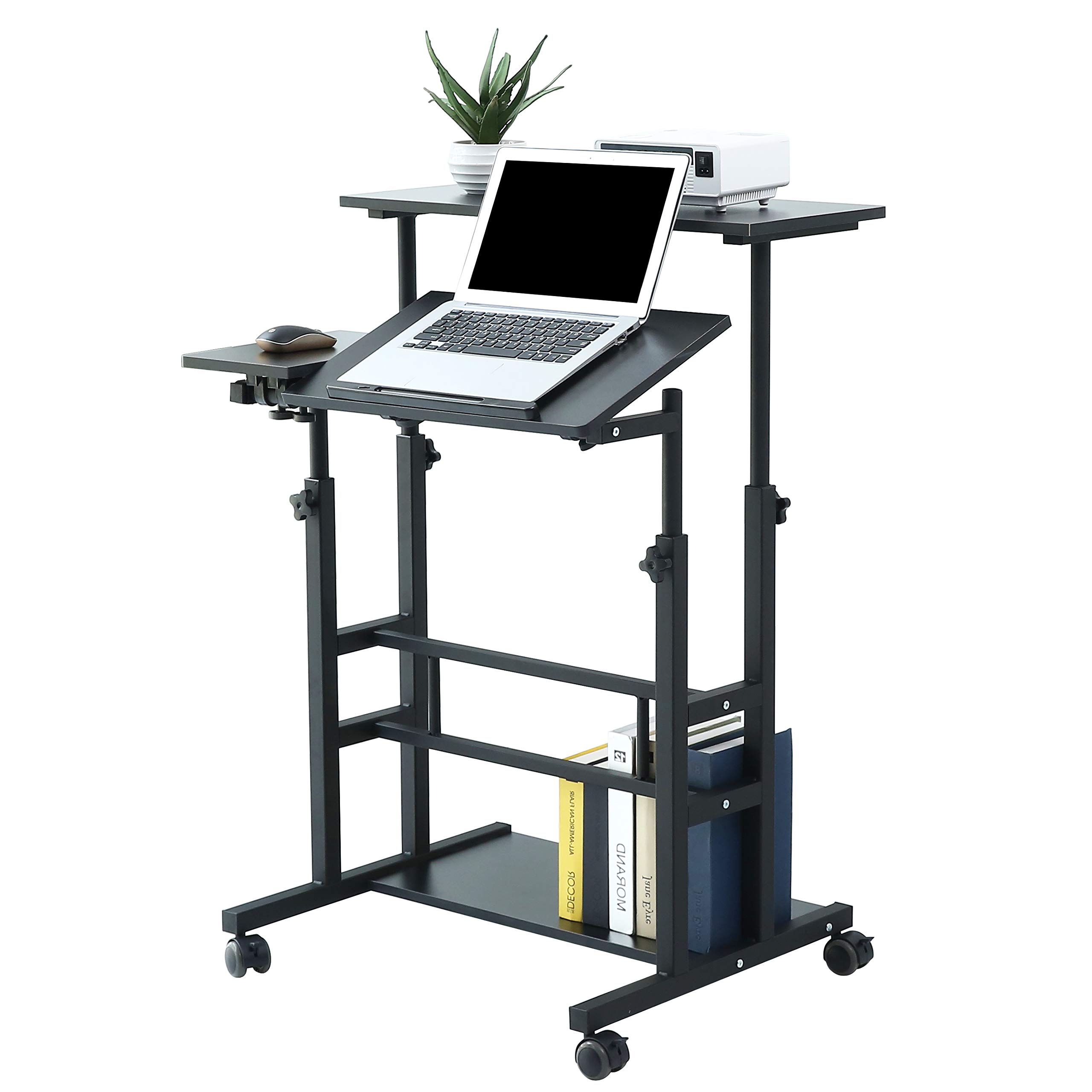 UNICOO Portable Standing Desk on Wheels, Height Adjustable Mobile Standing Desk, Versatile Standing Portable Desk for Home Office, Rolling Sit-Stand Workstation, Stand-up Desk, Ergonomic Design