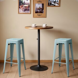 Furmax 30 Inches Metal Bar Stools Bar Height High Backless Stools Indoor Outdoor Stackable Kitchen Stools Set of 4 (Blue)