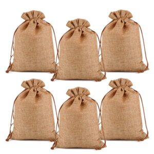 lucky monet 25/50/100pcs burlap gift bags wedding hessian jute bags linen jewelry pouches with drawstring for birthday, party, wedding favors, present, art and diy craft (25pcs, coffee, 5” x 7”)