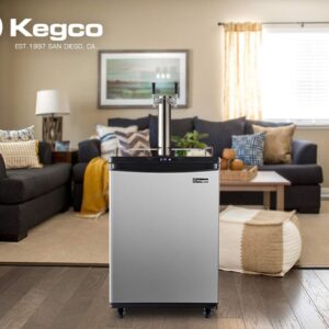 Kegco Keg Dispenser, Two Faucet, Stainless Steel