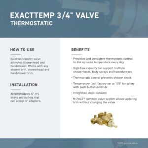 Moen T6601BN Wynford ExactTemp Thermostatic Valve Trim Kit, Valve Required, Brushed Nickel