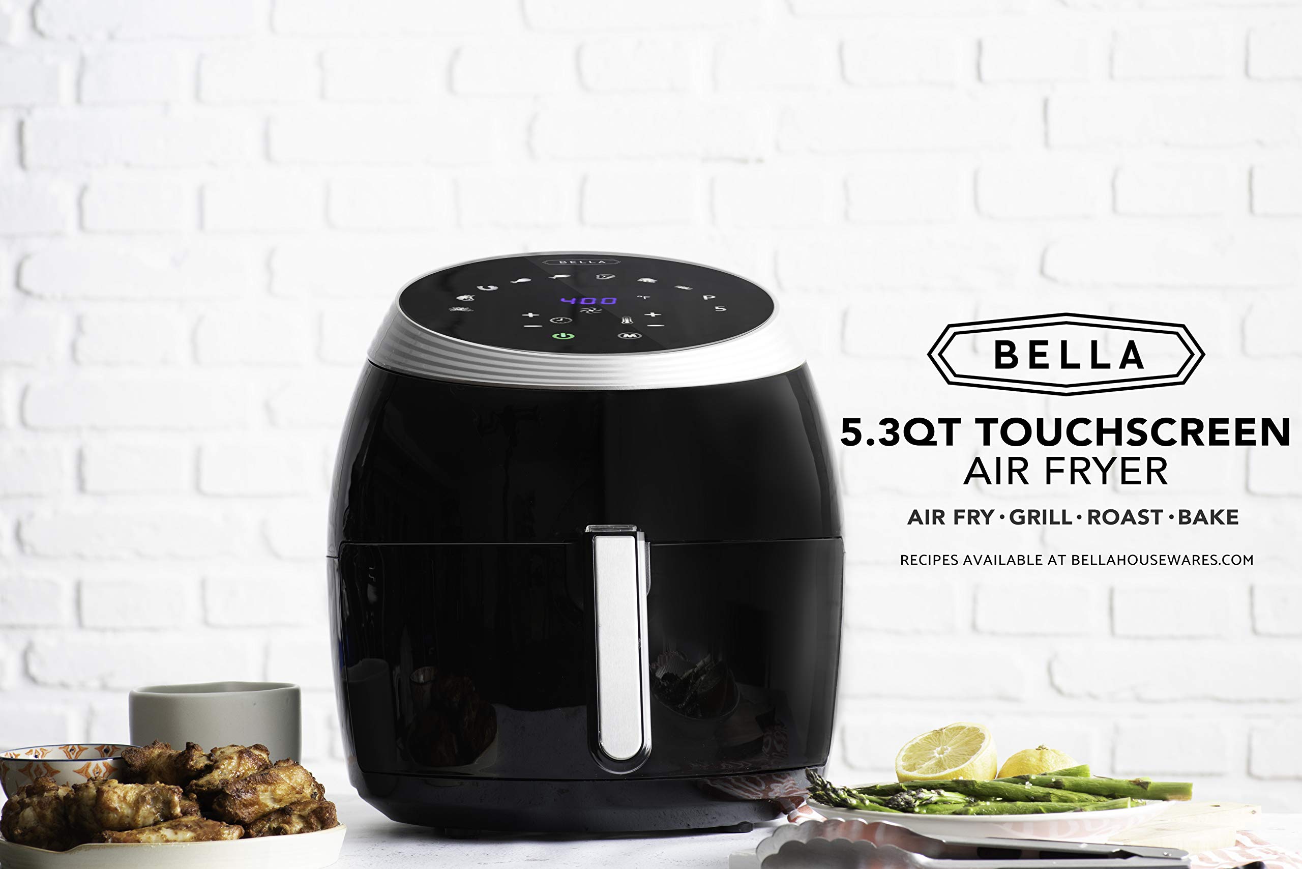 BELLA (14679) 5.3 Quart Air Convection Fryer, Black