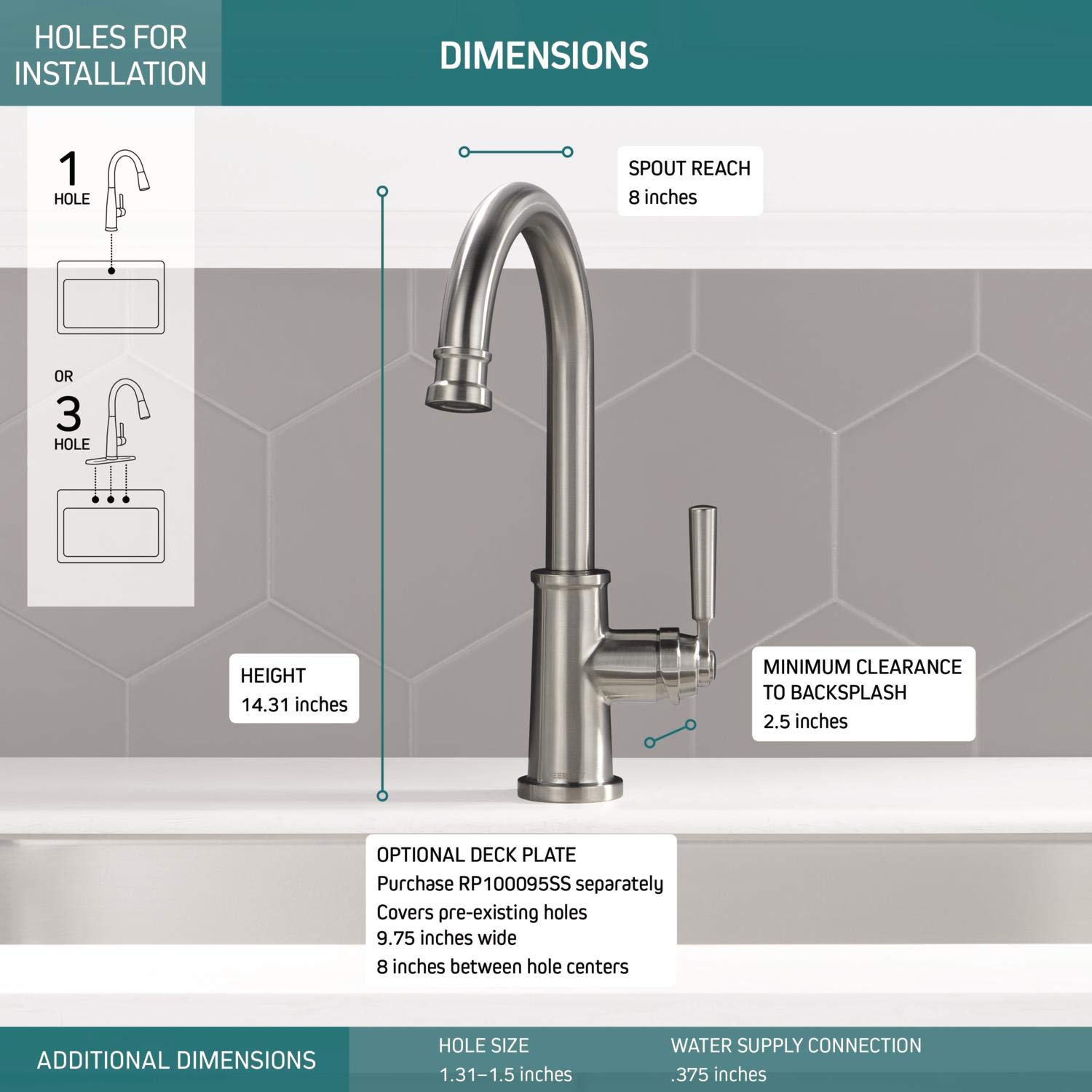 Peerless Westchester Single-Handle Kitchen Sink Faucet, Stainless P1923LF-SS