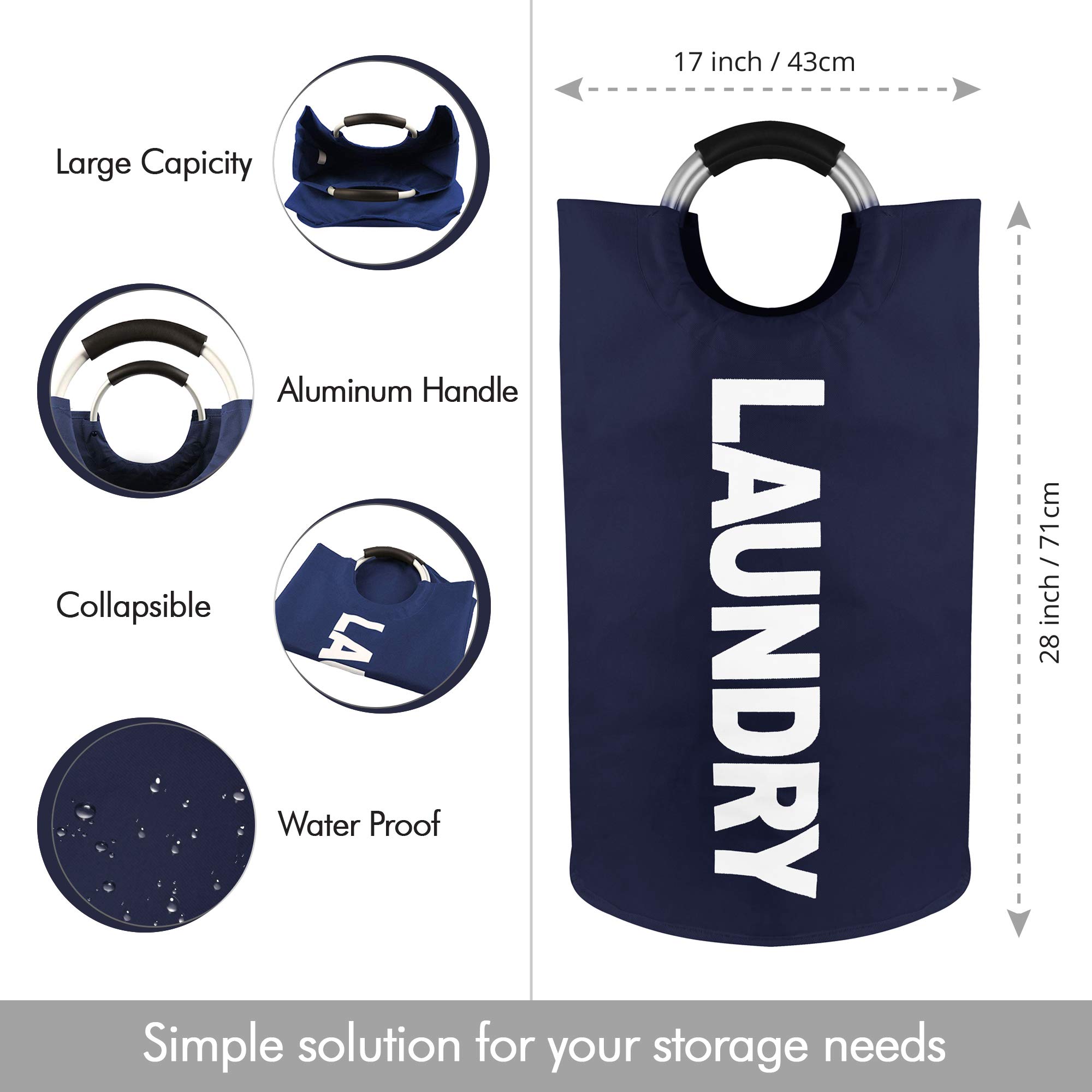 NestariaHome 82L Large Collapsible Laundry Basket - Waterproof Laundry Hamper - Foldable laundry bag