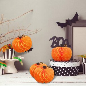 JOVITEC 10 Pack 10.2 Inch Paper Pumpkin Honeycomb Centerpieces 3D Tissue Pumpkins Paper Hanging Decoration Halloween Thanksgiving Day Party Birthday Wedding Home Party Supplies