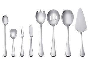 lianyu 8 piece serving utensils, stainless steel flatware hostess serving set, mirror finished, dishwasher safe