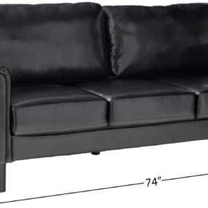 Flash Furniture Bari Upholstered Sofa in Black LeatherSoft