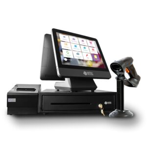 nrs pos system for small businesses, store cash register for retail(usa only) with touch screen dual monitor, printer, scanner, cash drawer, and software.