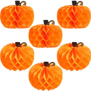 jovitec 10 pack 10.2 inch paper pumpkin honeycomb centerpieces 3d tissue pumpkins paper hanging decoration halloween thanksgiving day party birthday wedding home party supplies