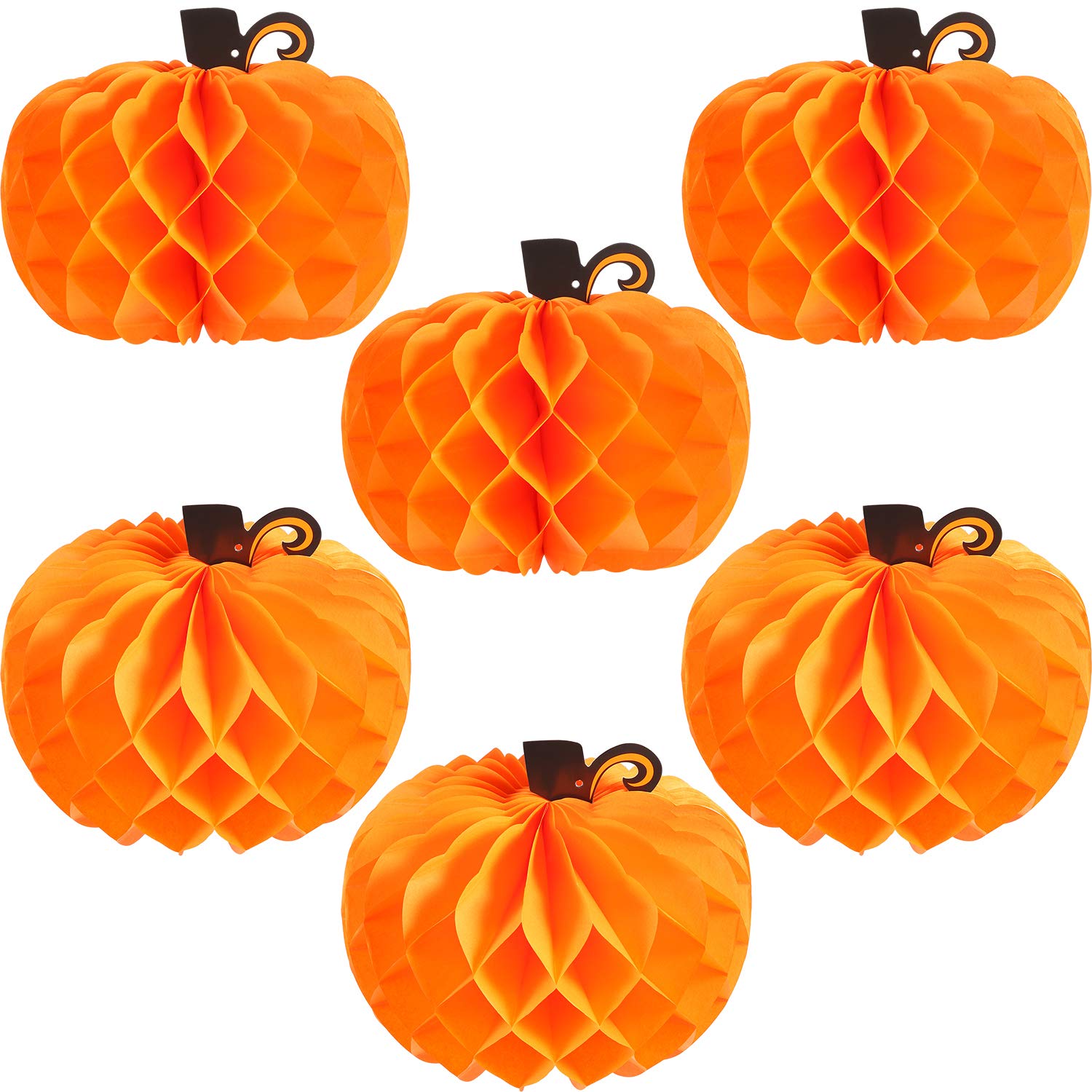 JOVITEC 10 Pack 10.2 Inch Paper Pumpkin Honeycomb Centerpieces 3D Tissue Pumpkins Paper Hanging Decoration Halloween Thanksgiving Day Party Birthday Wedding Home Party Supplies