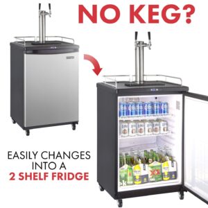 Kegco Keg Dispenser, Two Faucet, Stainless Steel