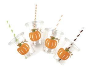 orange pumpkin cups - 12 ct kids birthday party or little pumpkin baby shower