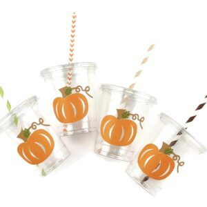 Orange Pumpkin Cups - 12 Ct Kids Birthday Party or Little Pumpkin Baby Shower