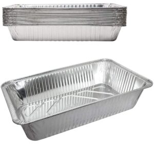 durable disposable aluminum foil steam roaster pans, full size deep, heavy duty baking roasting broiling 21 x 13 x 3.5 inches thanksgiving turkey dinner (15)