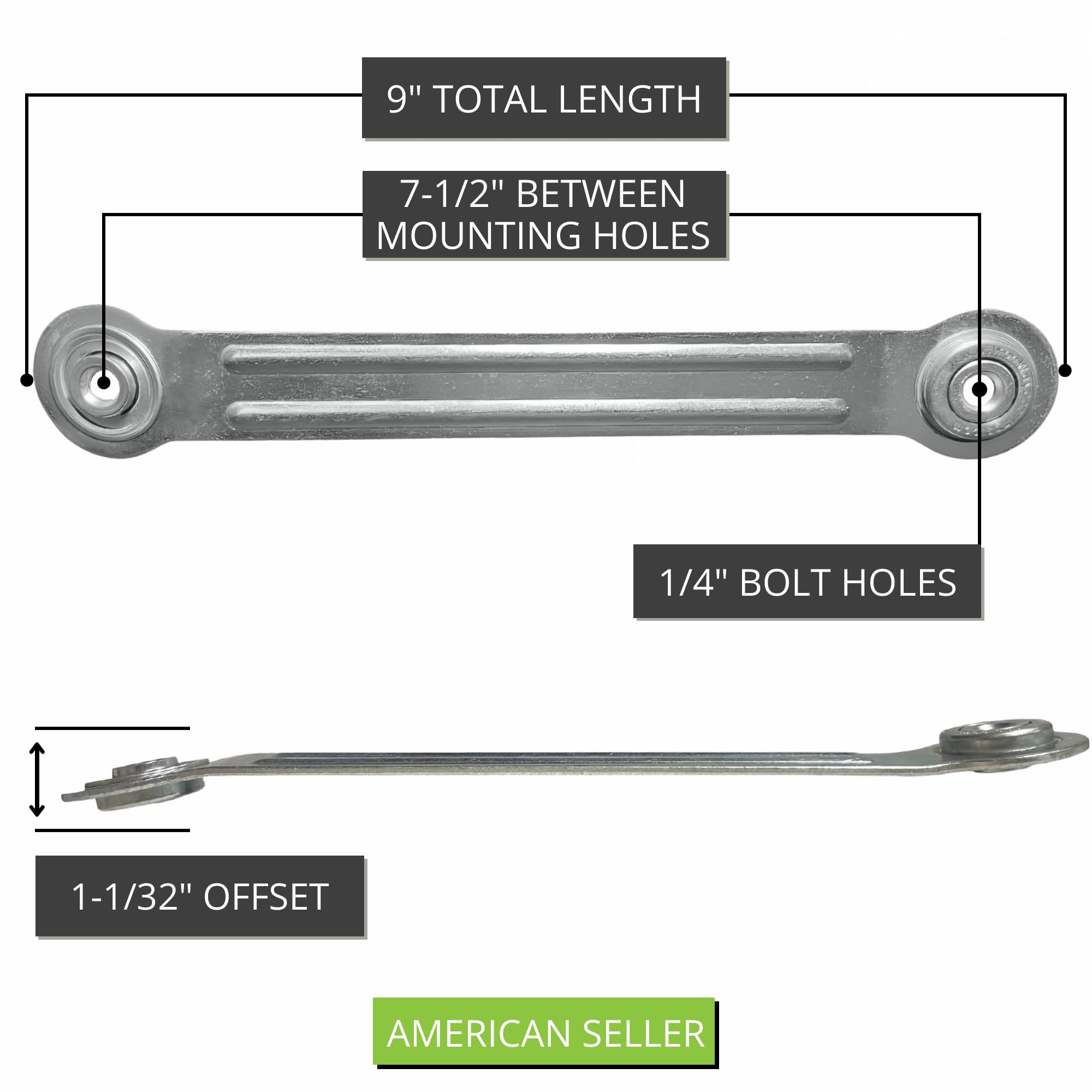 Project Patio Glider Rocker Bearing Arm Replacement Hardware Parts - 9 Inch Length - 7-1/2 Inch Between Mounting Holes - 4 Pack