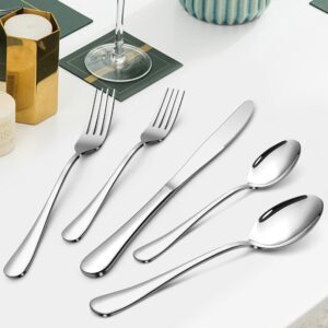 LIANYU 30 Piece Flatware Silverware Set for 6, Stainless Steel Cutlery Eating Utensils, Mirror Finished, Dishwasher Safe