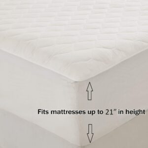 Beautyrest Cotton Heated Mattress Pad - Bed Warmer with 20 Heat Settings Controller, Auto Shut Off Timer, All Around Elastic Deep Pocket, UL Certified, Machine Washable, White Queen