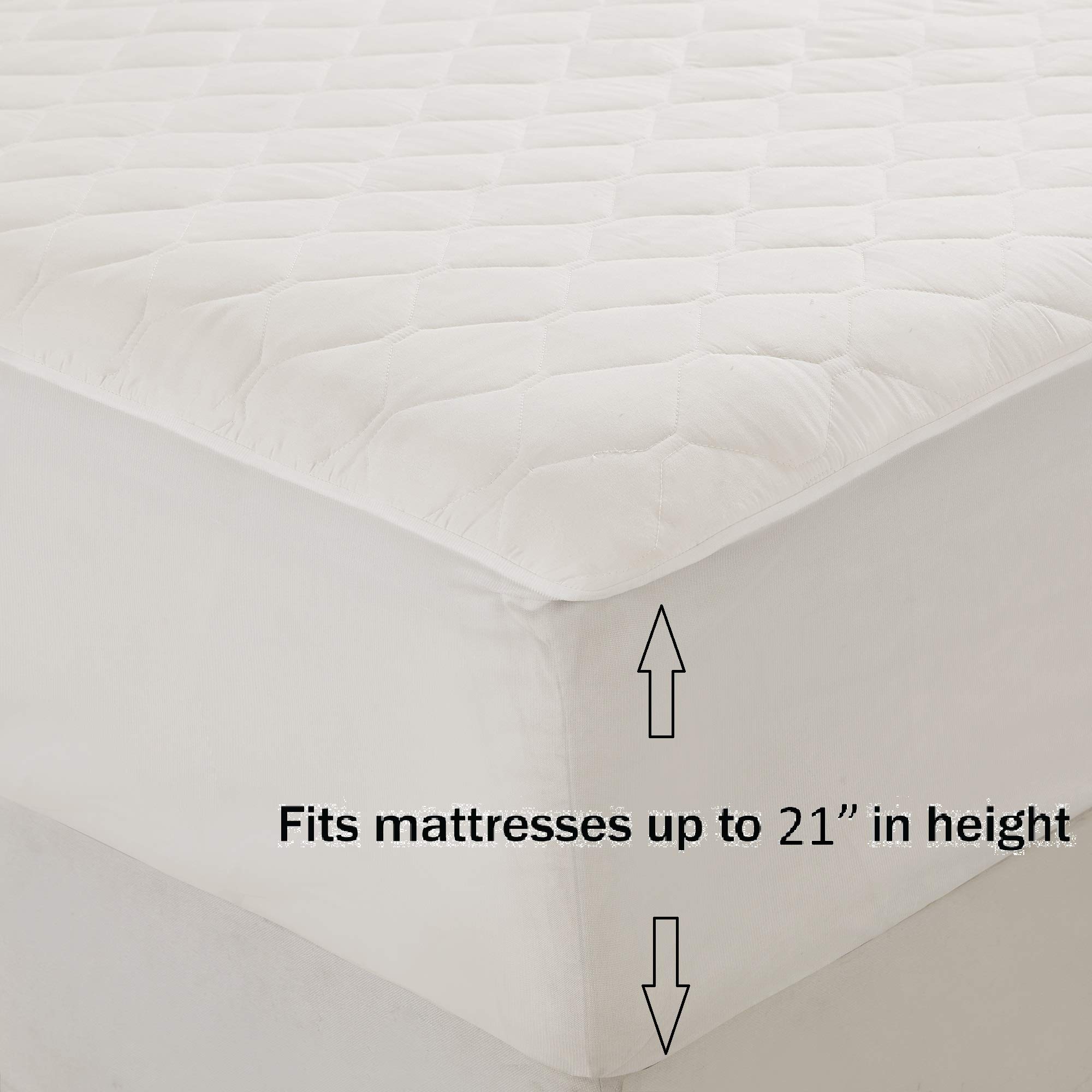 Beautyrest Cotton Heated Mattress Pad - Bed Warmer with 20 Heat Settings Controller, Auto Shut Off Timer, All Around Elastic Deep Pocket, UL Certified, Machine Washable, White Queen