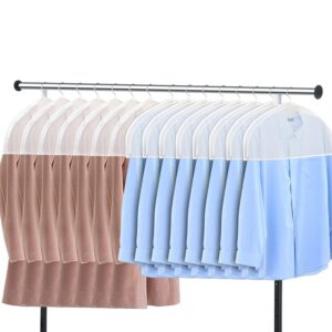 zilink shoulder covers for clothes (set of 15) breathable garment dust covers protectors with 2" gusset for suit, coats, jackets, dress closet storage