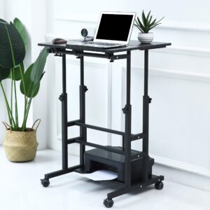 UNICOO Portable Standing Desk on Wheels, Height Adjustable Mobile Standing Desk, Versatile Standing Portable Desk for Home Office, Rolling Sit-Stand Workstation, Stand-up Desk, Ergonomic Design