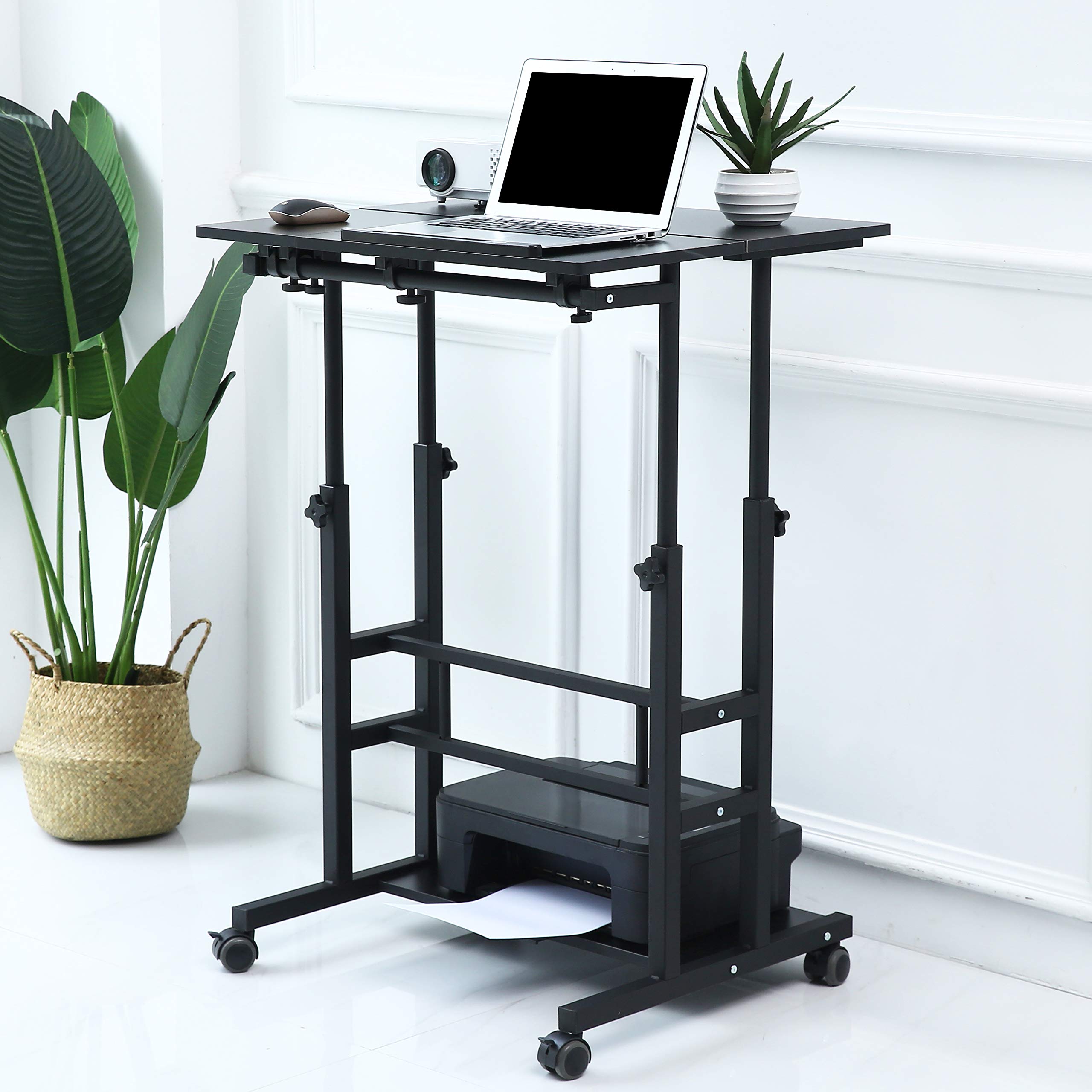 UNICOO Portable Standing Desk on Wheels, Height Adjustable Mobile Standing Desk, Versatile Standing Portable Desk for Home Office, Rolling Sit-Stand Workstation, Stand-up Desk, Ergonomic Design