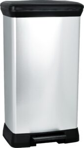 curver decobin waste bin, plastic, silver metallic