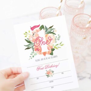 Bliss Collections Invitations with Envelopes for All Occasions, Invites Perfect for: Weddings, Bridal Showers, Engagement, Birthday Party or Special Event, Pack of 25 5x7 Cards - Pink Floral