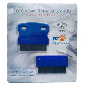 Otterly Pets Dog Tear Stain Remover Grooming Combs for Gently Removing Eye Mucus and Crust (2-Pack)